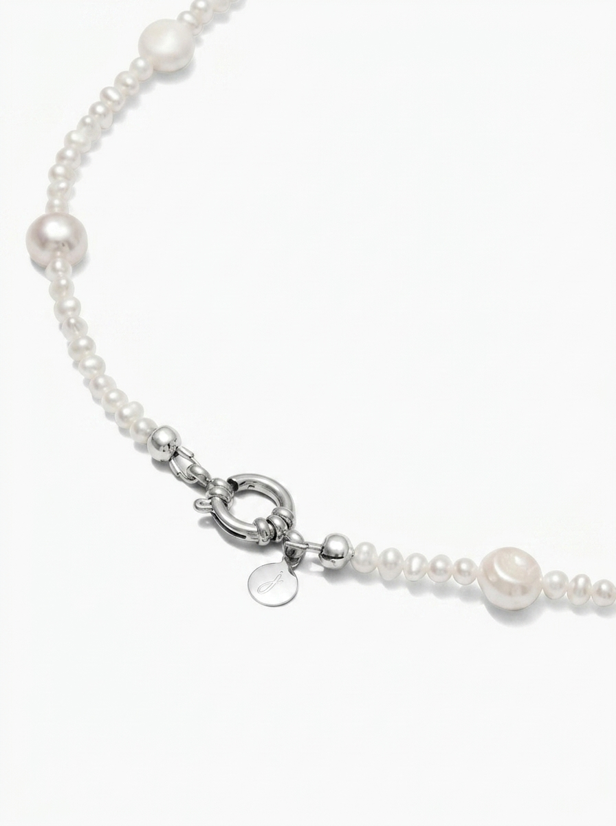 Joey Baby Kylie Pearl Strand Necklace & Drop Hoop Earring Set - Silver ...