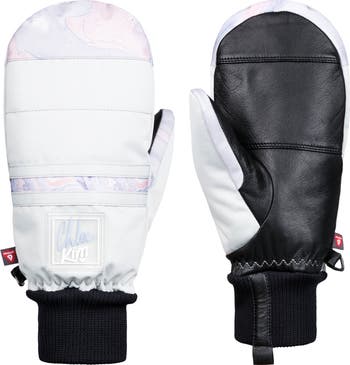 Roxy Chloe Kim Colorblock Woven & Leather Mittens | Nordstrom