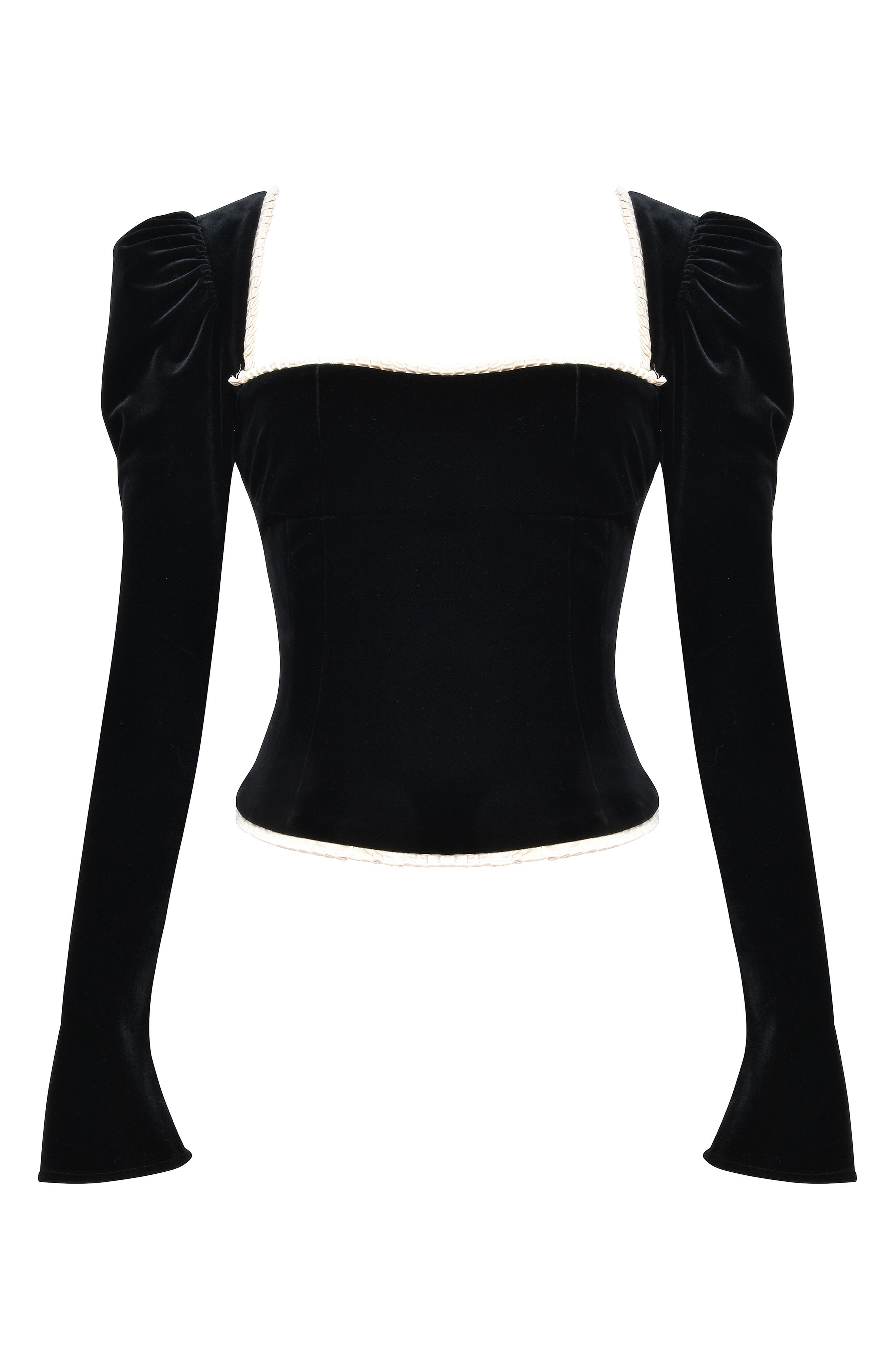 HOUSE OF CB Noa Puff Shoulder Velvet Top | Nordstrom