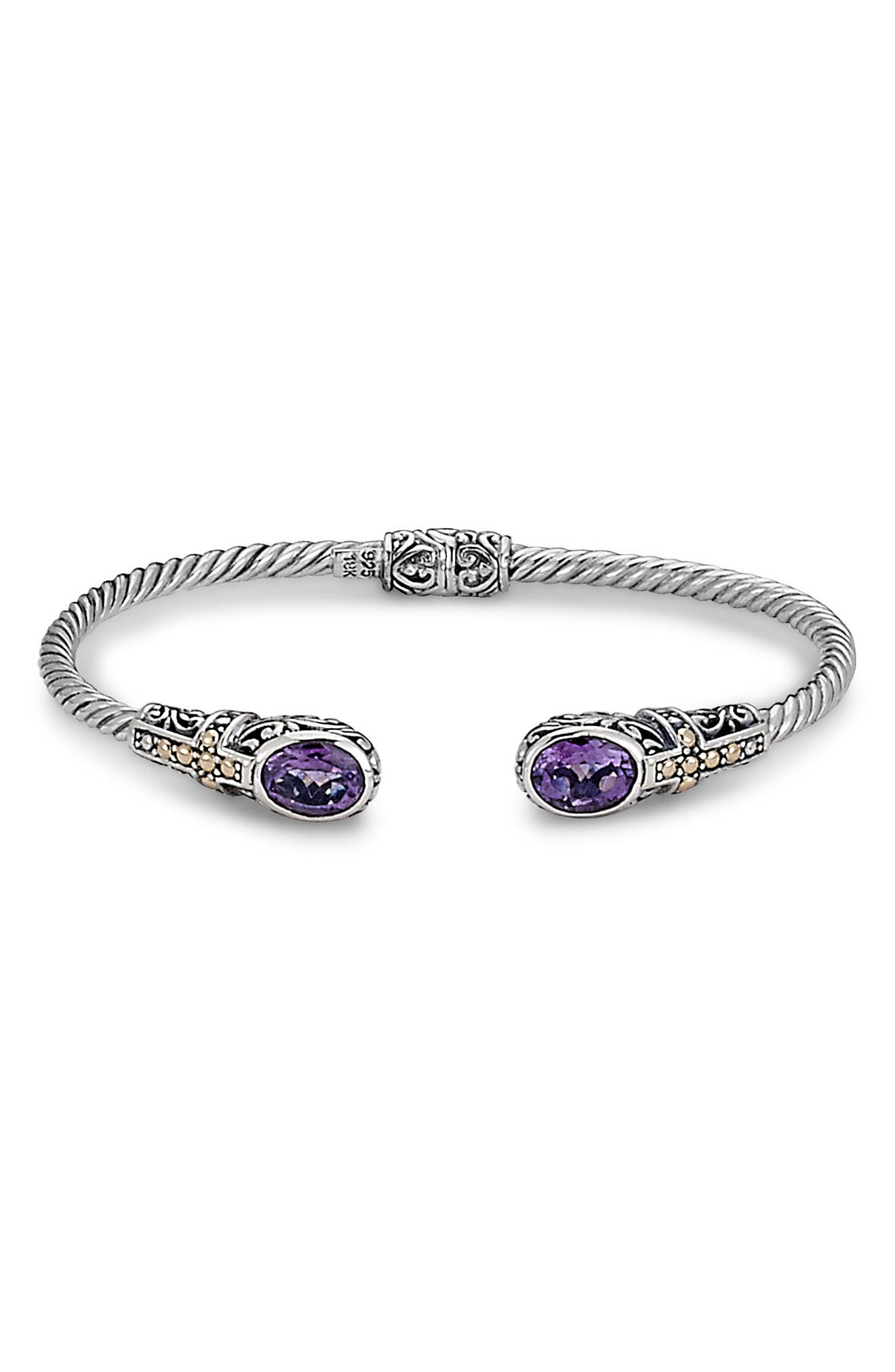 SAMUEL B. 18K Yellow Gold & Sterling Silver Amethyst Cap Cross Motif ...