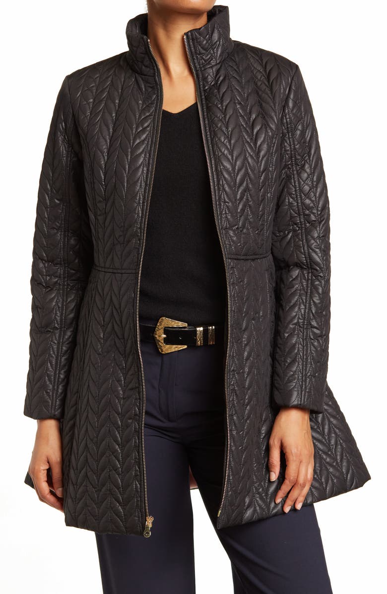 Kate Spade New York zip up classic fit & flare puffer jacket ...
