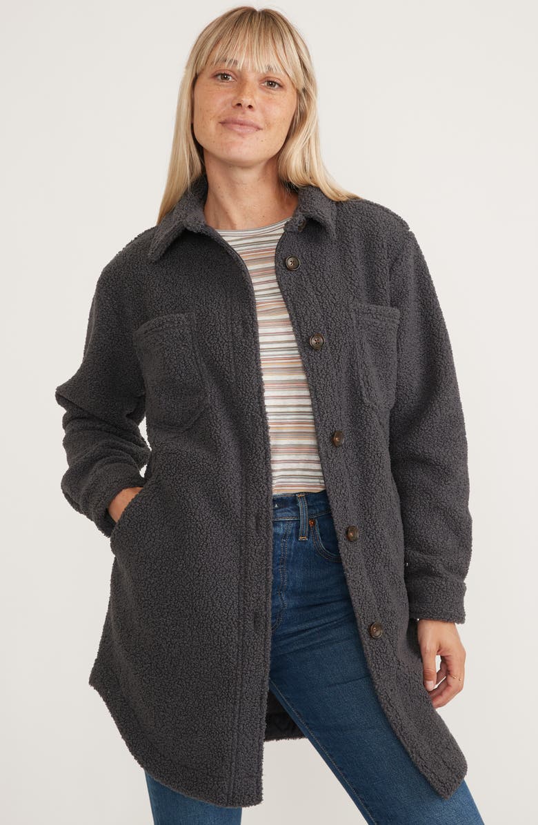 Marine Layer Bailey Longline High Pile Fleece Shirt Jacket | Nordstromrack