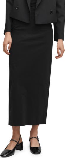 MANGO Fitted Back Slit Midi Skirt | Nordstrom