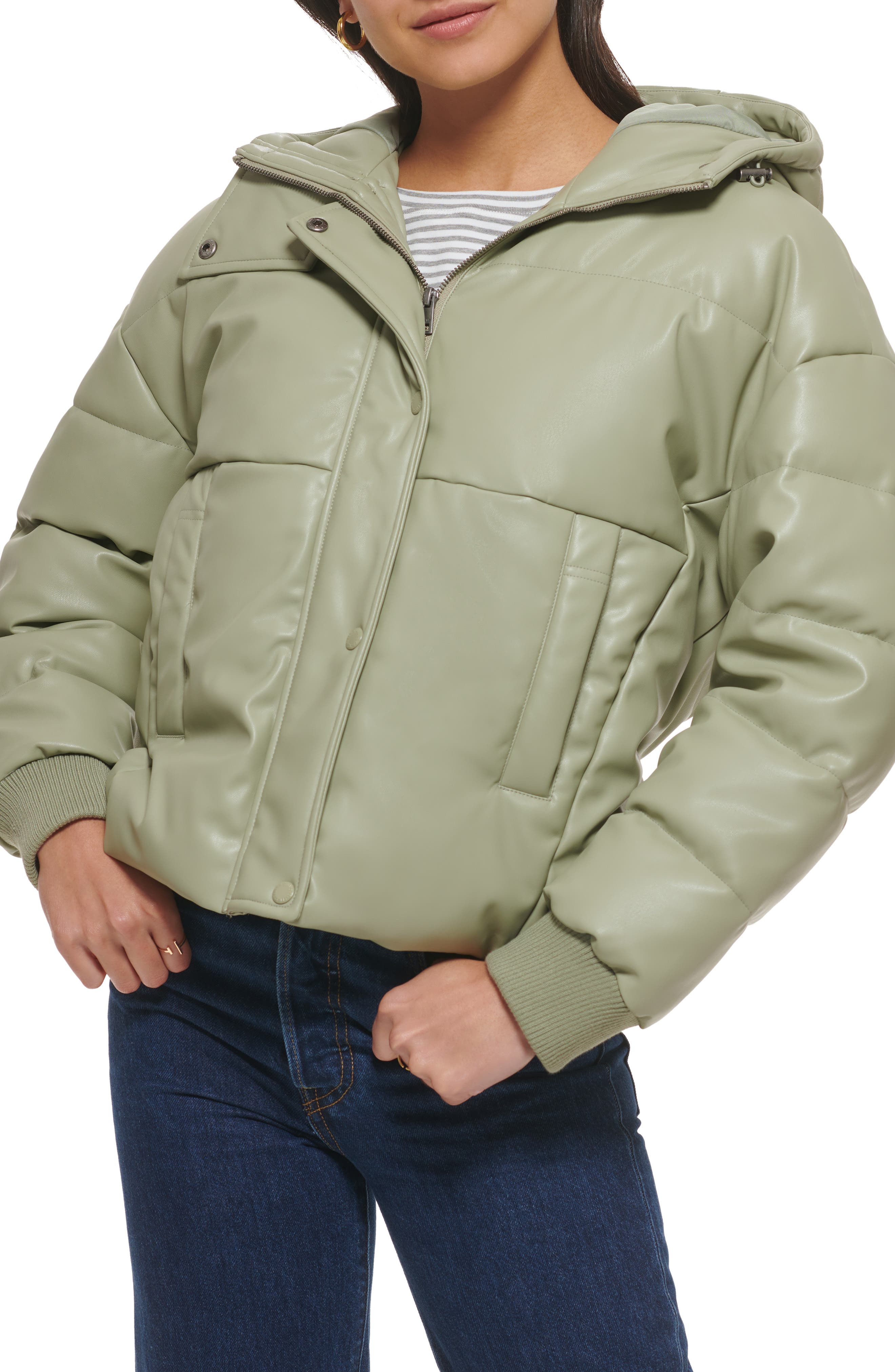 Levi's Water Resistant Faux Leather Puffer Jacket | Nordstromrack