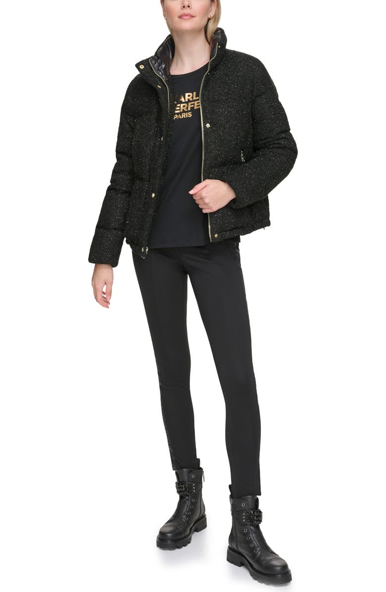 KARL LAGERFELD PARIS Sparkle Down & Feather Fill Puffer Jacket ...