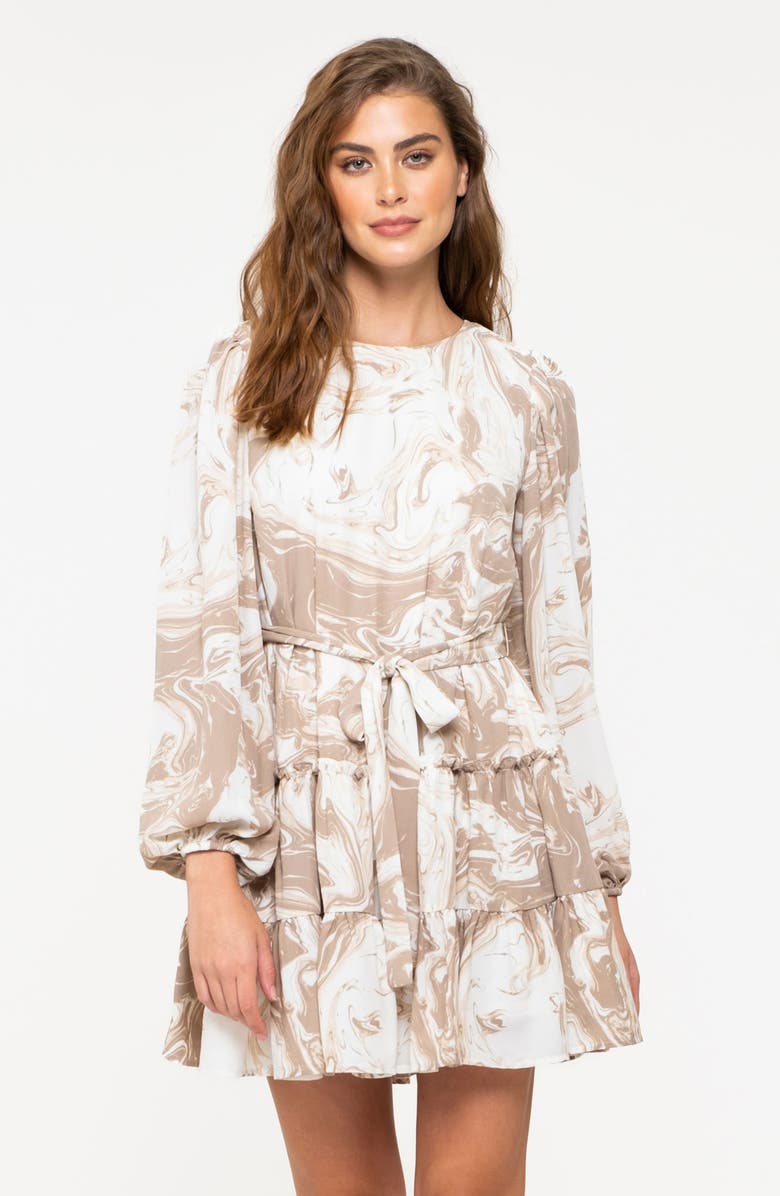 AUGUST SKY Marble Long Sleeve Minidress | Nordstromrack