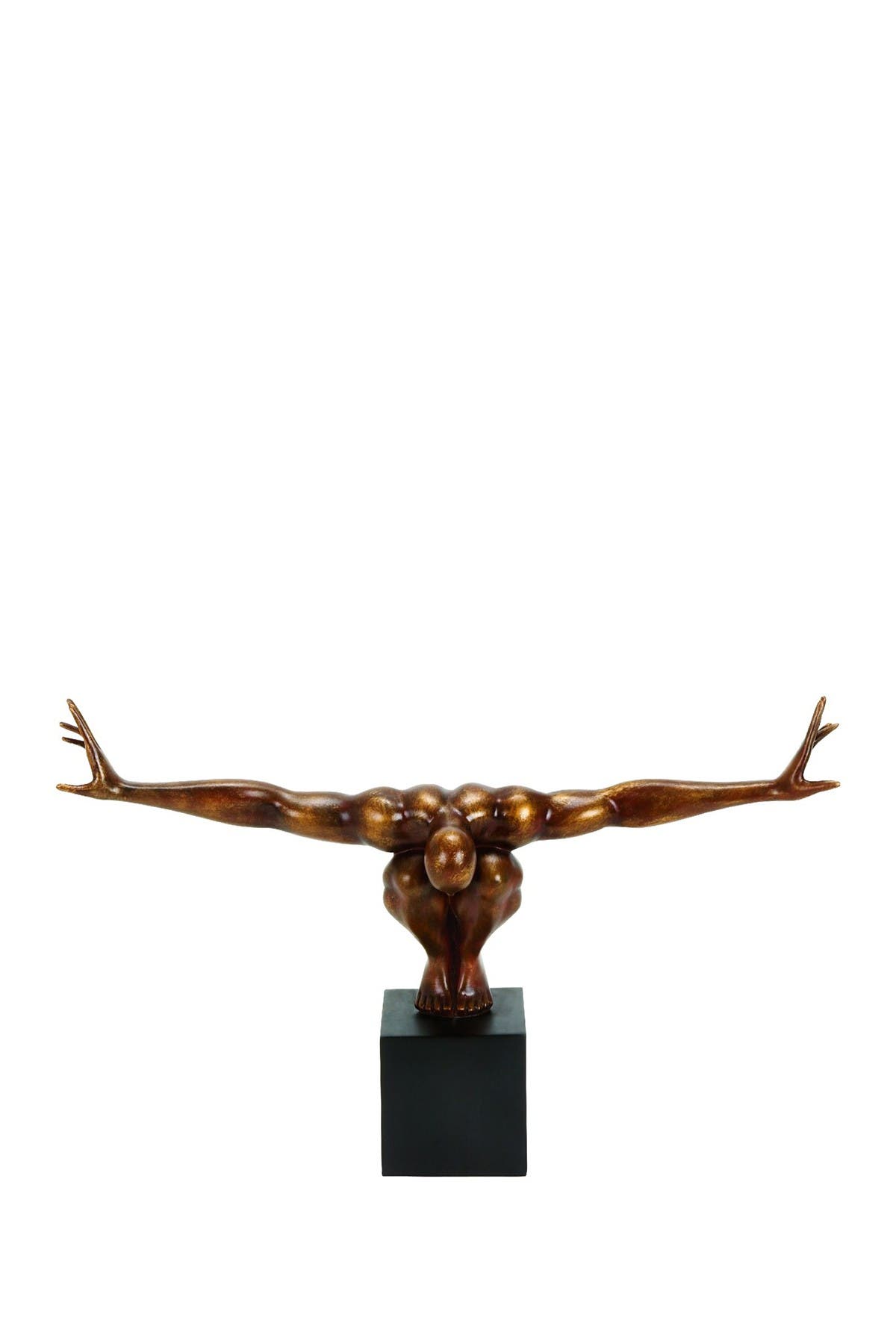 WILLOW ROW Bronzetone Polystone Diver Sculpture with Black Base ...