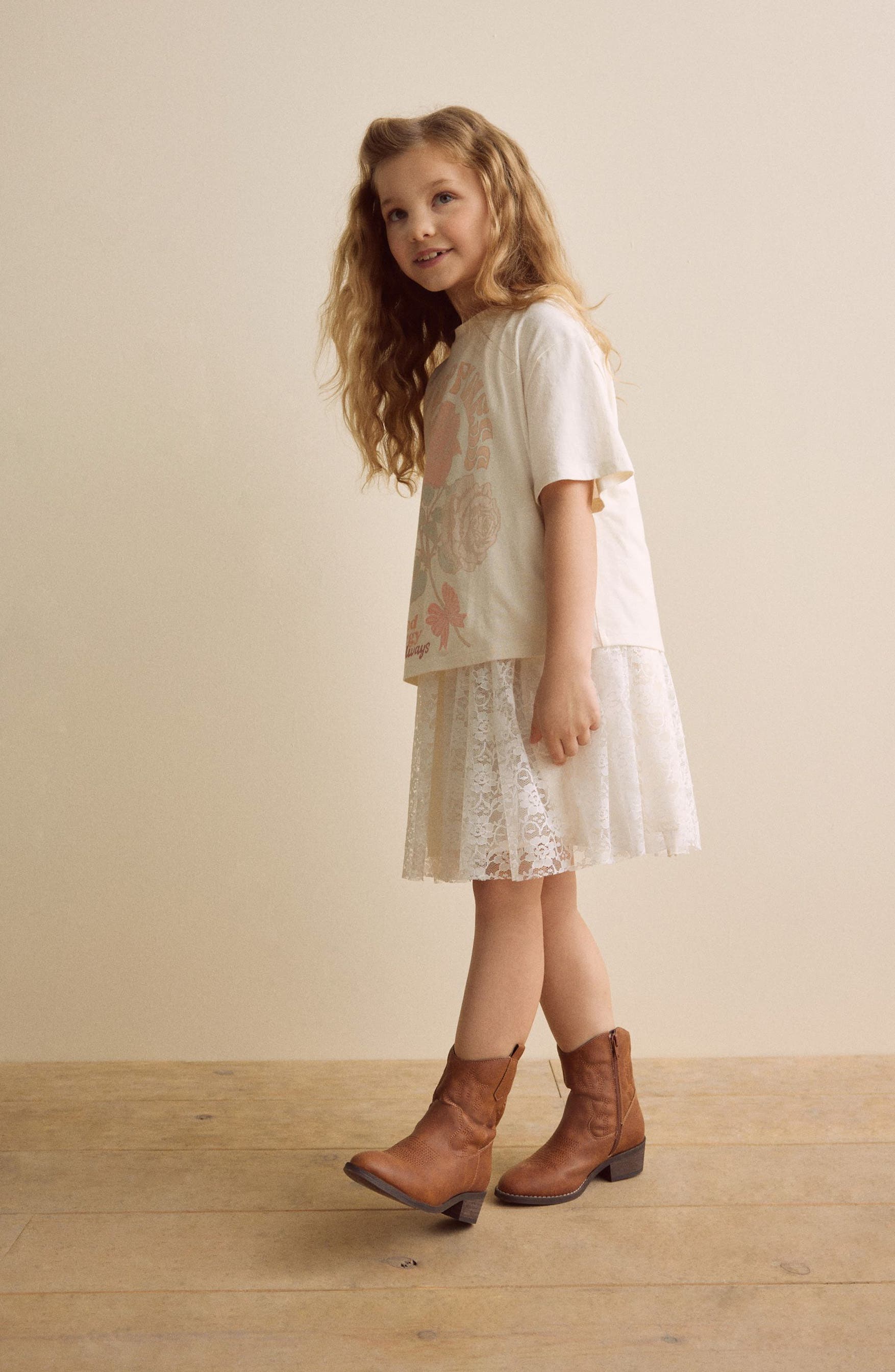NEXT Kids' Cotton Graphic T-Shirt & Lace Twofer Dress Set | Nordstromrack