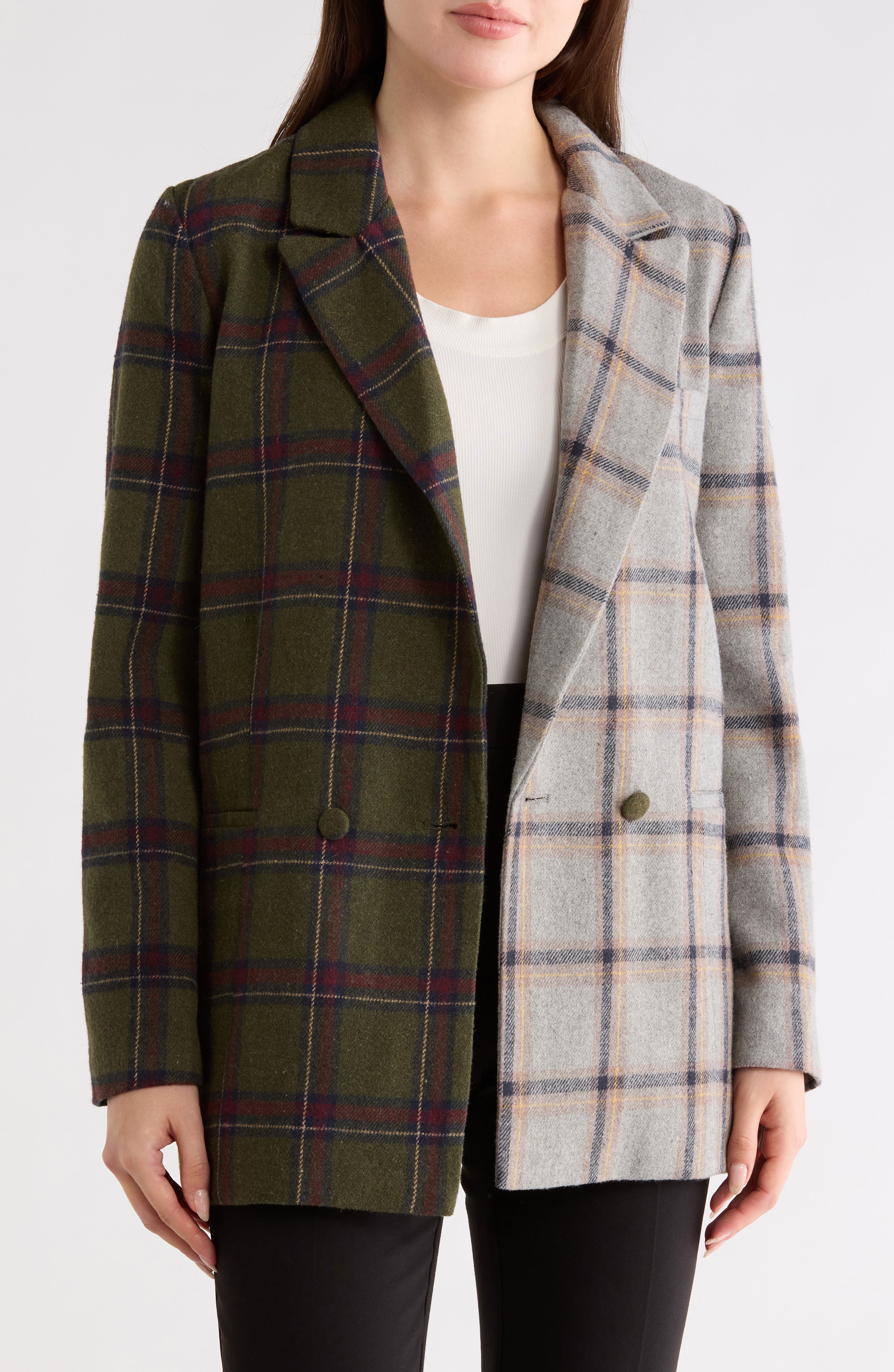 Hutch Meg Contrast Plaid Coat | Nordstromrack