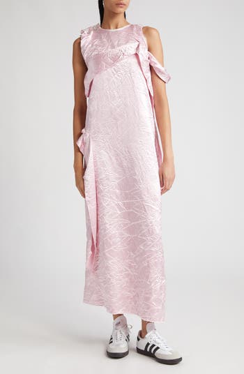 Meryll Rogge Deconstructed Crystal Button Crinkle Satin Dress | Nordstrom
