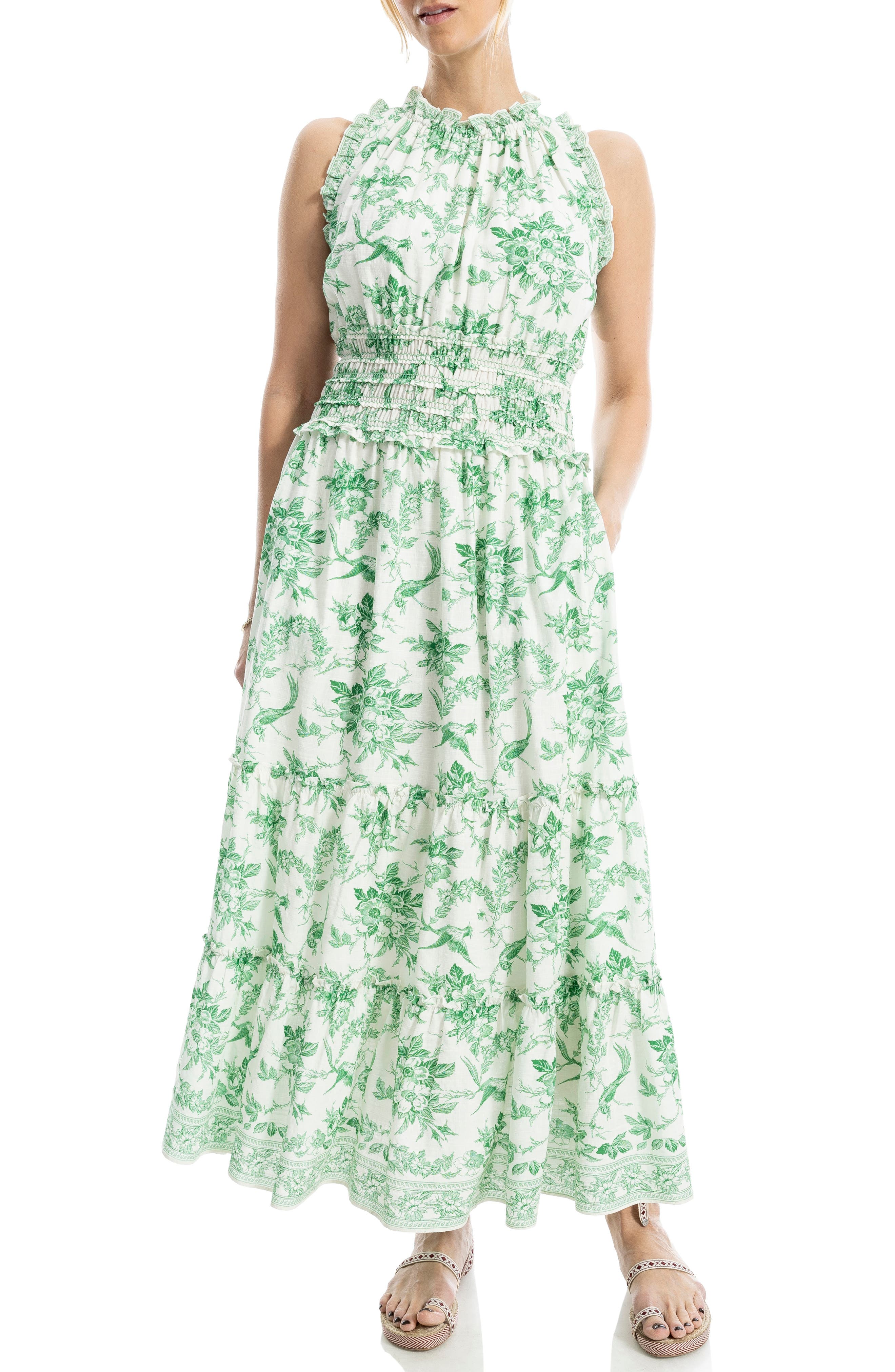 MAX STUDIO Floral Smocked Maxi Dress | Nordstromrack