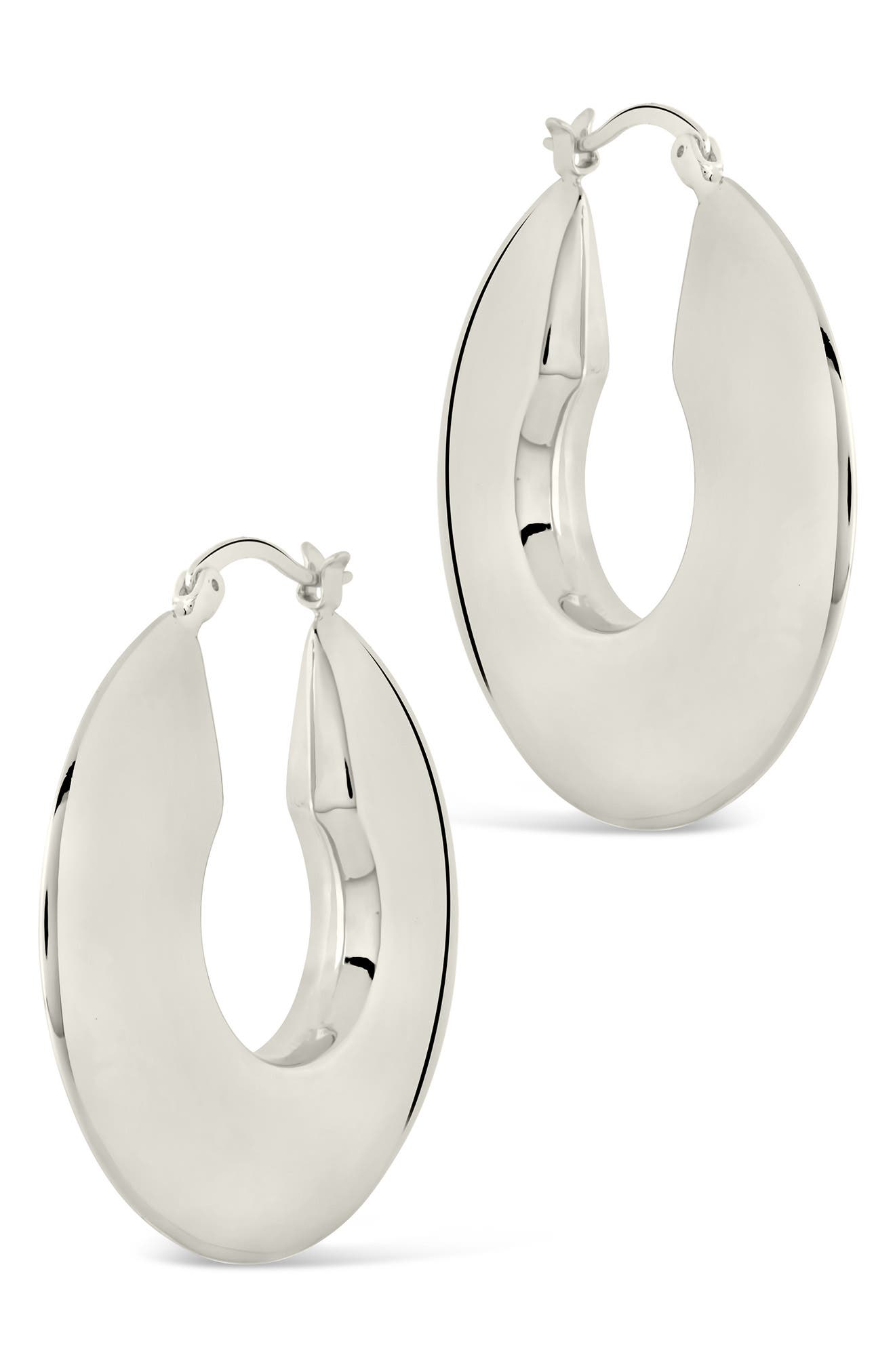Sterling Forever Paige Flat Tube Hoop Earrings | Nordstromrack