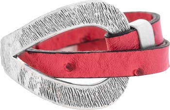 SAACHI Hammered Double Wrap Leather Bracelet | Nordstromrack