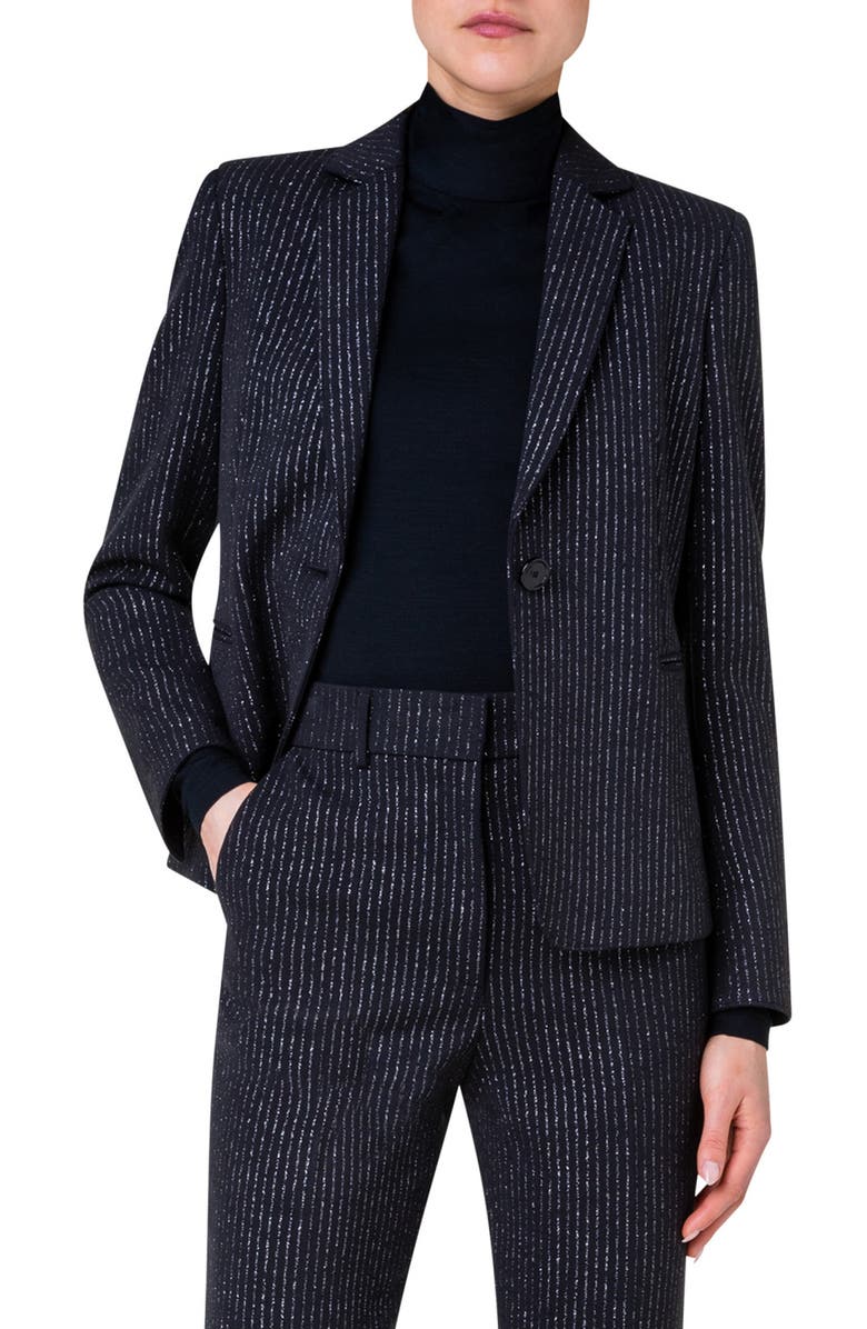 Akris punto Metallic Pinstripe Jacket | Nordstrom