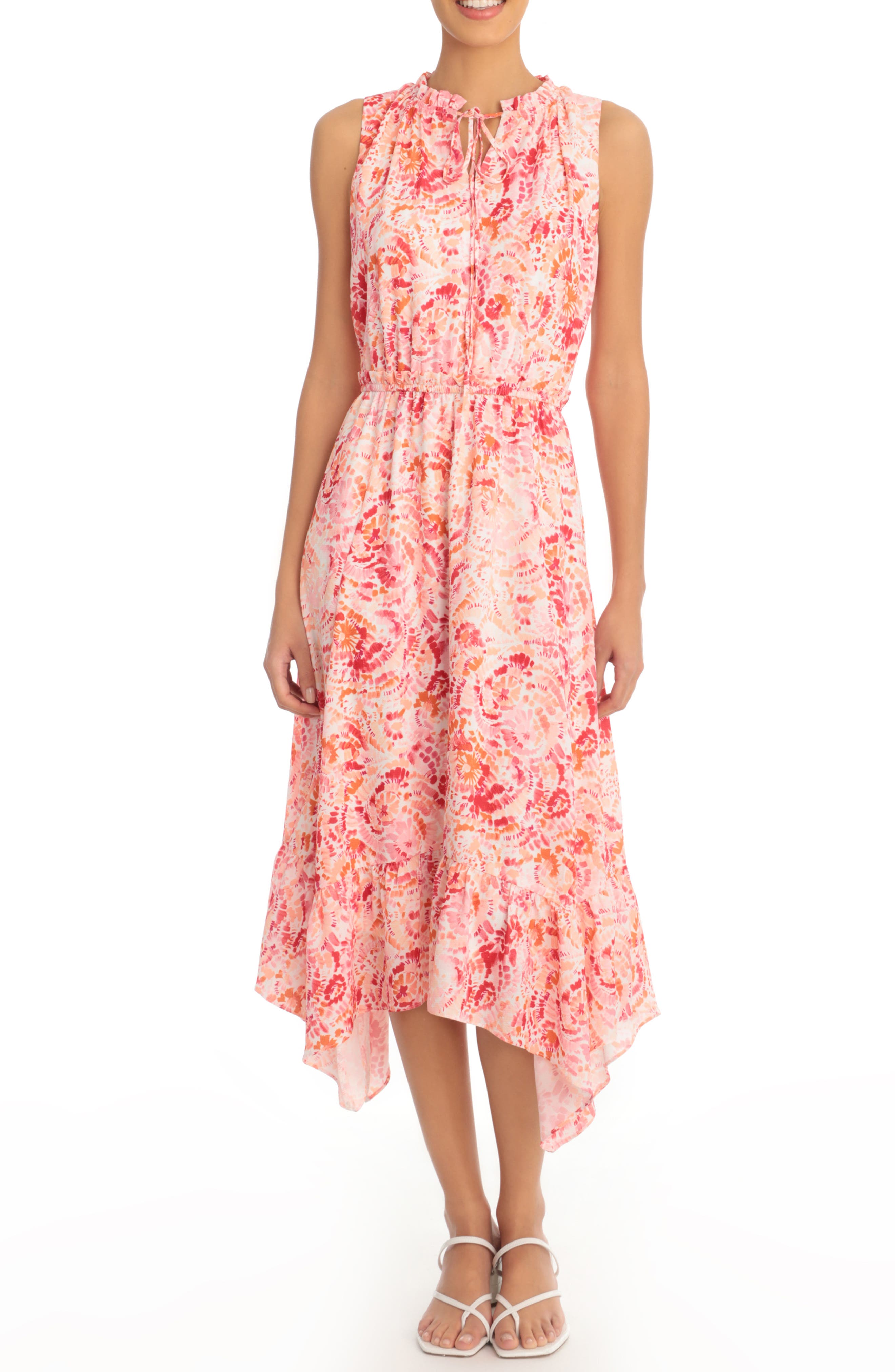 London Times Watercolor Keyhole Blouson Midi Dress | Nordstromrack