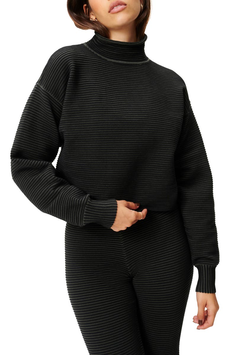 Good American Heavy Rib Mock Neck Crop Cotton Pullover | Nordstromrack