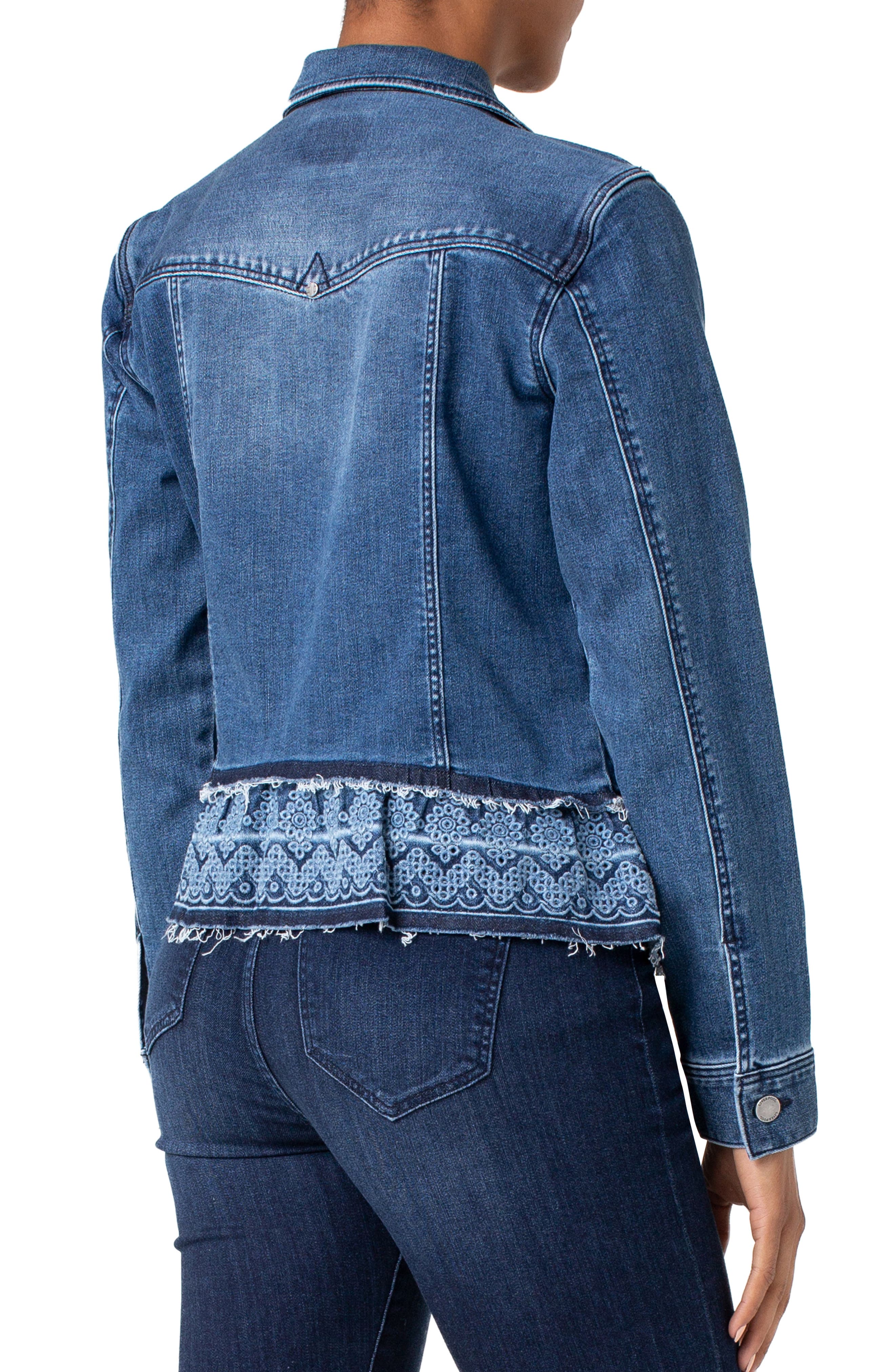 Liverpool Eyelet Hem Denim Jacket | Nordstrom