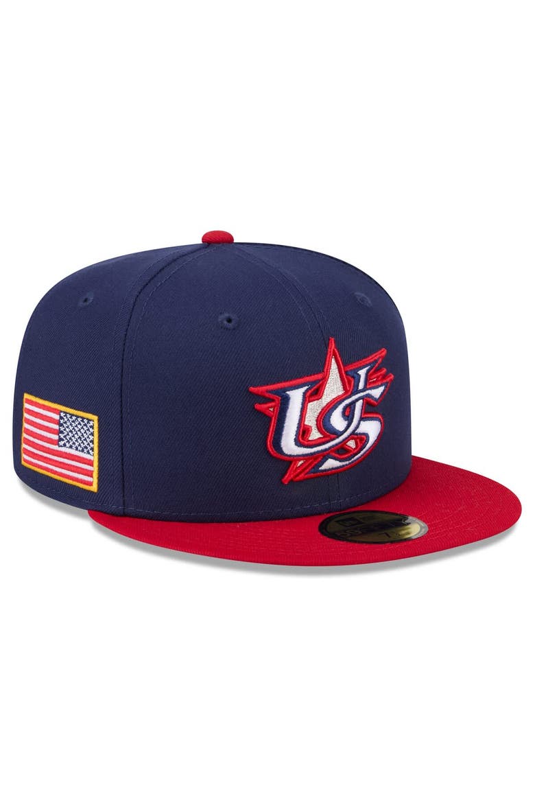 Men's New Era Navy/Red USA Baseball 2026 World Baseball Classic 59FIFTY ...