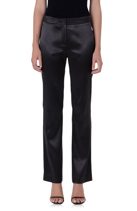 Black skinny satin trousers store