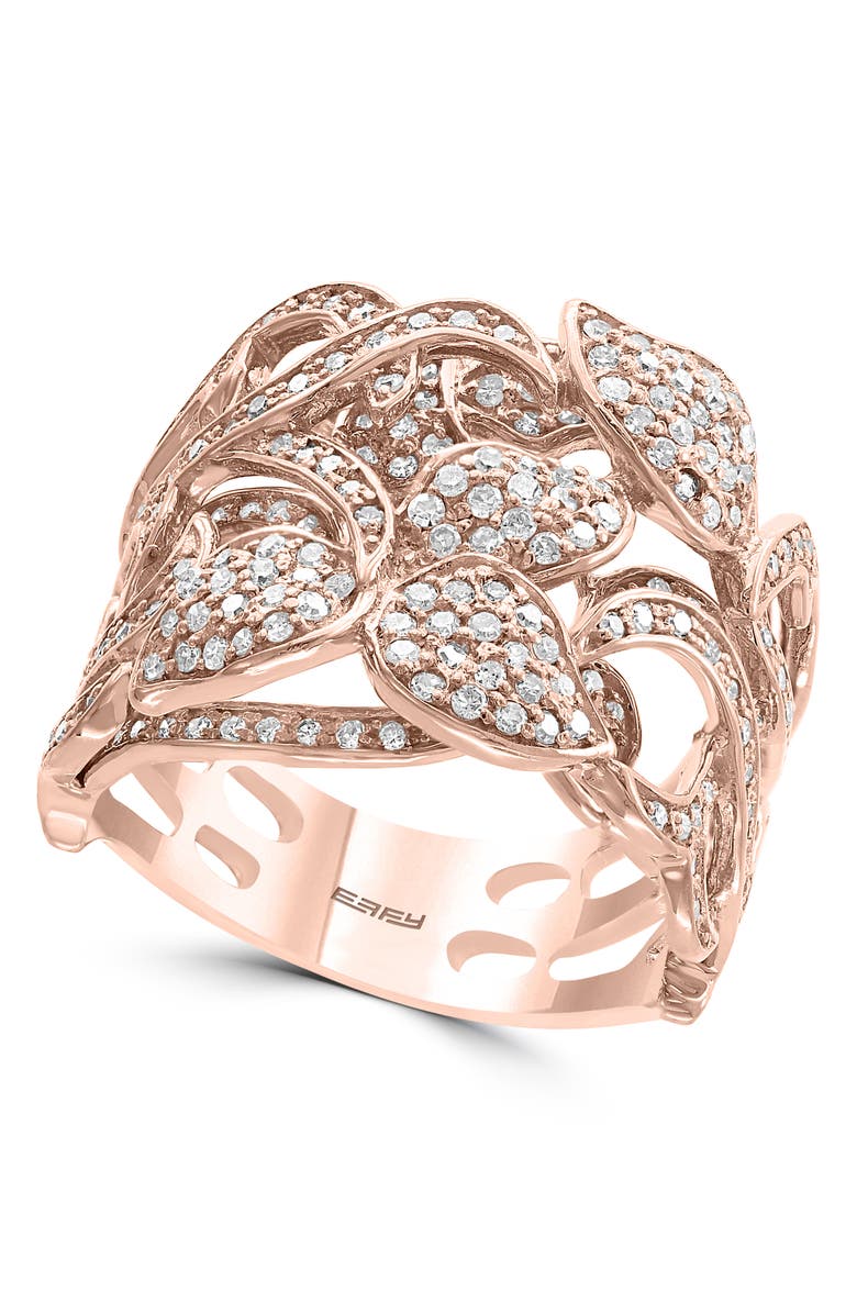 EFFY 14K Rose Gold Diamond Leaf Ring - Size 7 - 0.94 ctw | Nordstromrack
