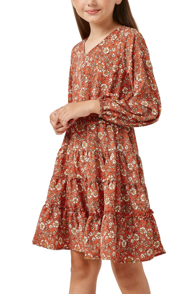 Hayden Girls Kids' Floral Long Sleeve Tiered Dress | Nordstromrack