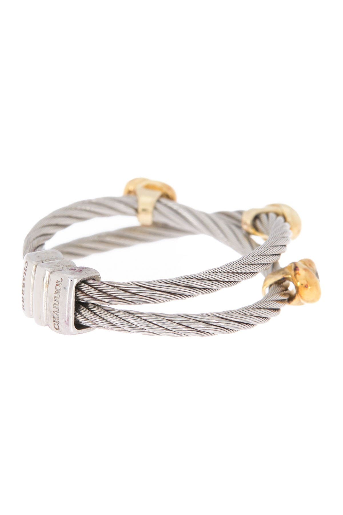 CHARRIOL Malia Stainless Steel & Yellow Gold Twisted White Topaz Ring ...