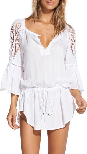 ViX Paula Hermanny ViX Swimwear Embroidered Chemise Tunic Cover-Up ...
