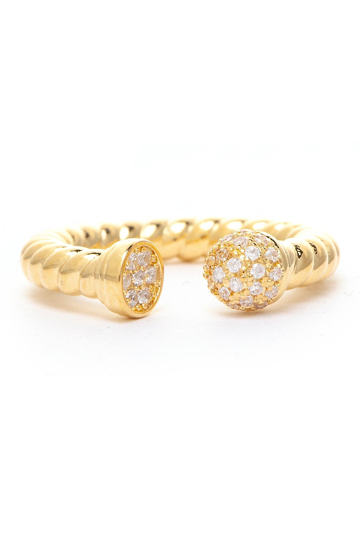 RIVKA FRIEDMAN 18K Gold Clad Pave CZ End Cap Twisted Ring - Size 6 ...
