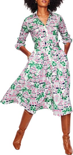 Boden Amy Print Long Sleeve Midi Shirtdress | Nordstromrack
