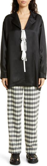 Bode Micro Tie Front Silk Tunic | Nordstrom