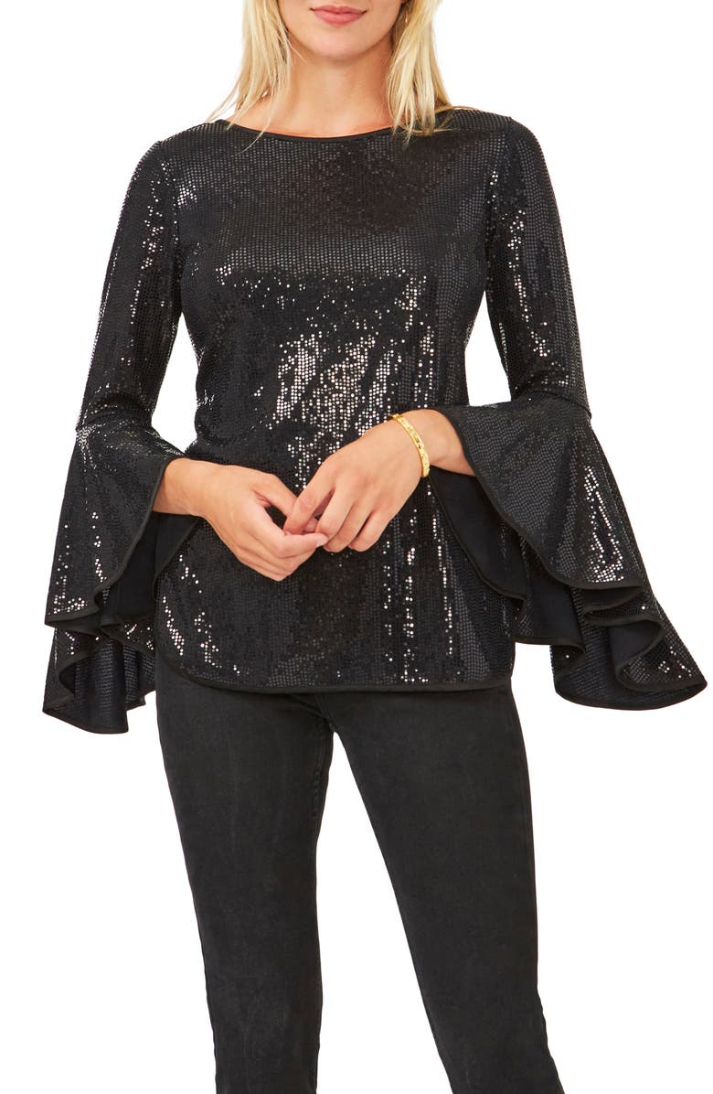 Vince Camuto Sequin Bell Sleeve Top | Nordstrom