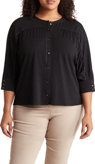 Belldini Three-Quarter Sleeve Button-Down Blouse | Nordstromrack