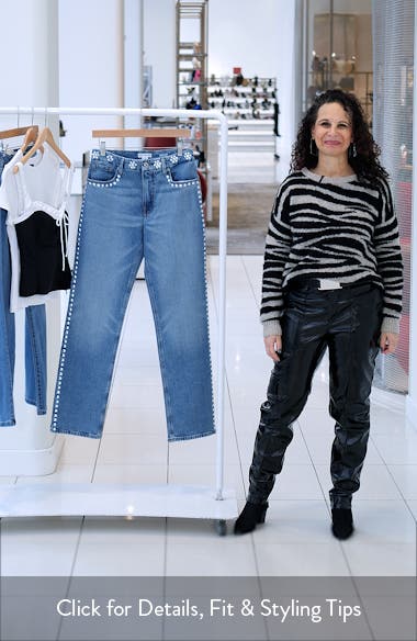 Good American Good Icon Stud Straight Leg Jeans | Nordstromrack