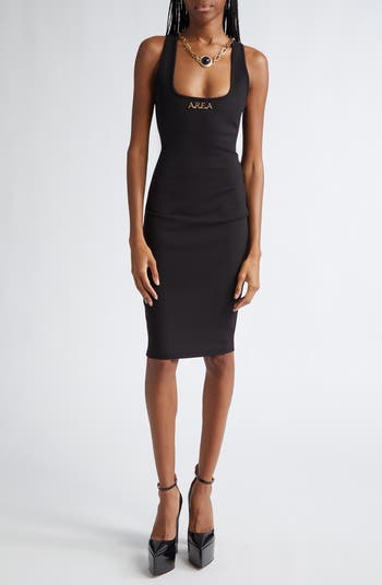 Area Nameplate Detachable Charm Ponte Knit Tank Dress | Nordstrom