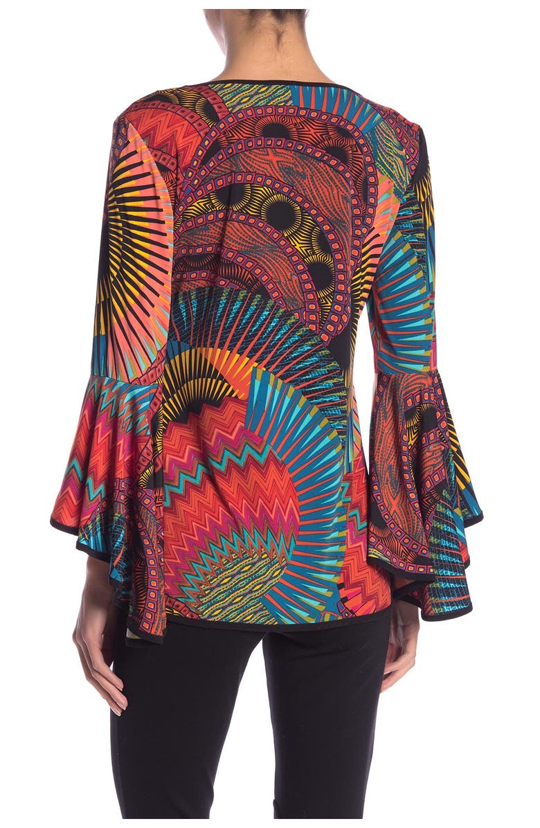COCO BIANCO Printed Cascading Bell Sleeve Top | Nordstromrack