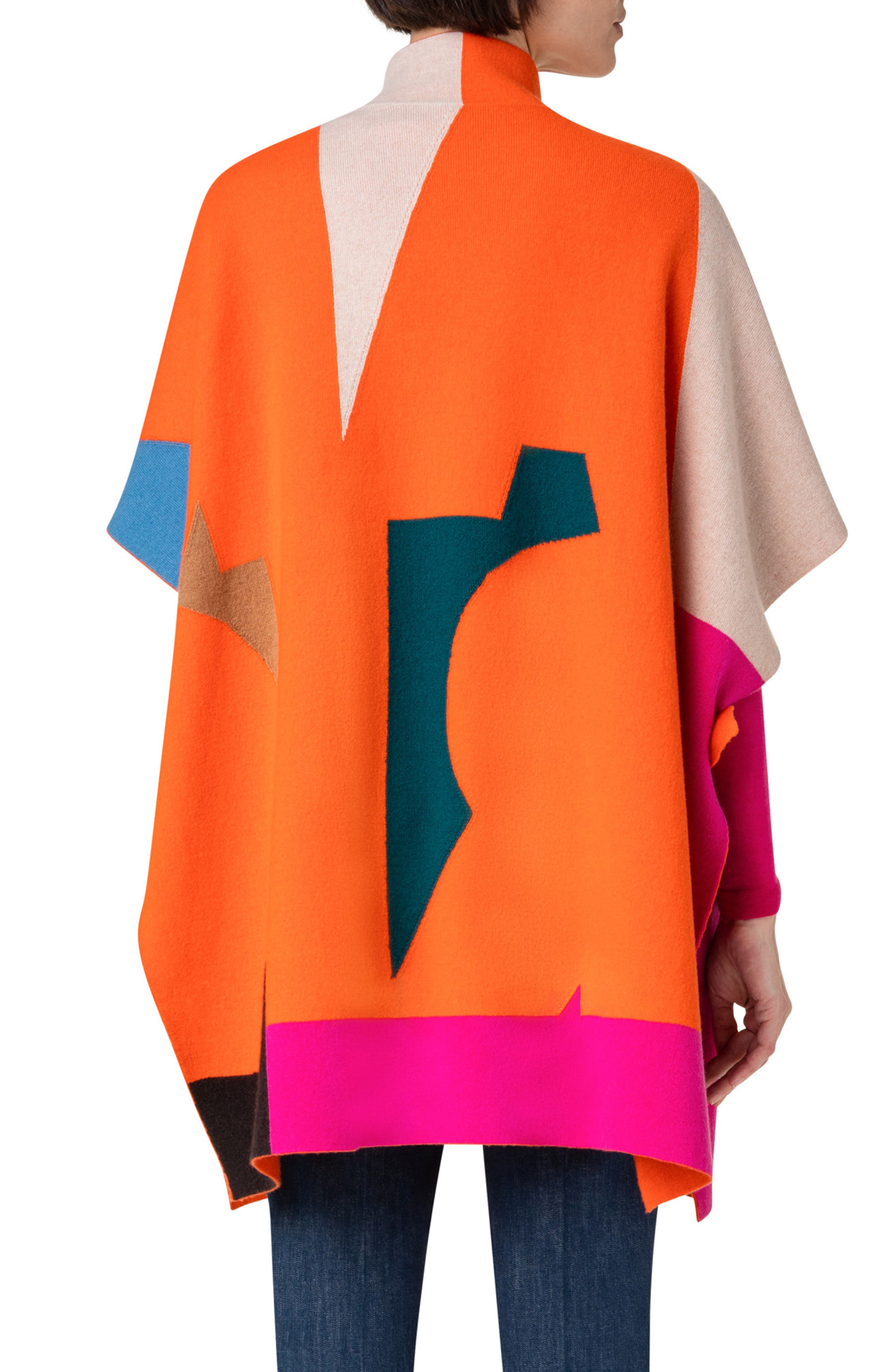 Akris Colorblock Intarsia Cashmere Cape | Nordstrom