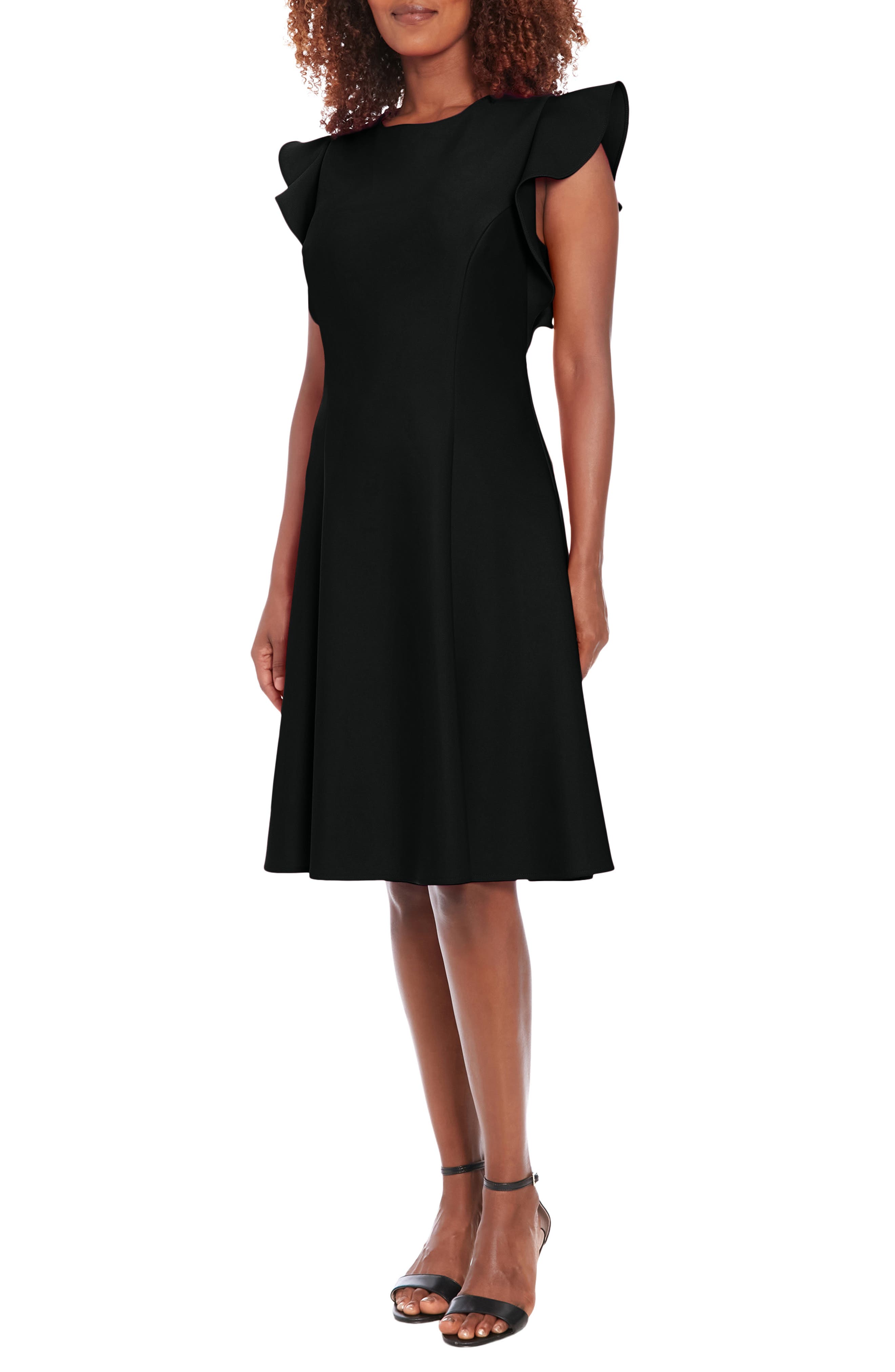 London Times Ruffle Cap Sleeve Fit & Flare Dress | Nordstromrack