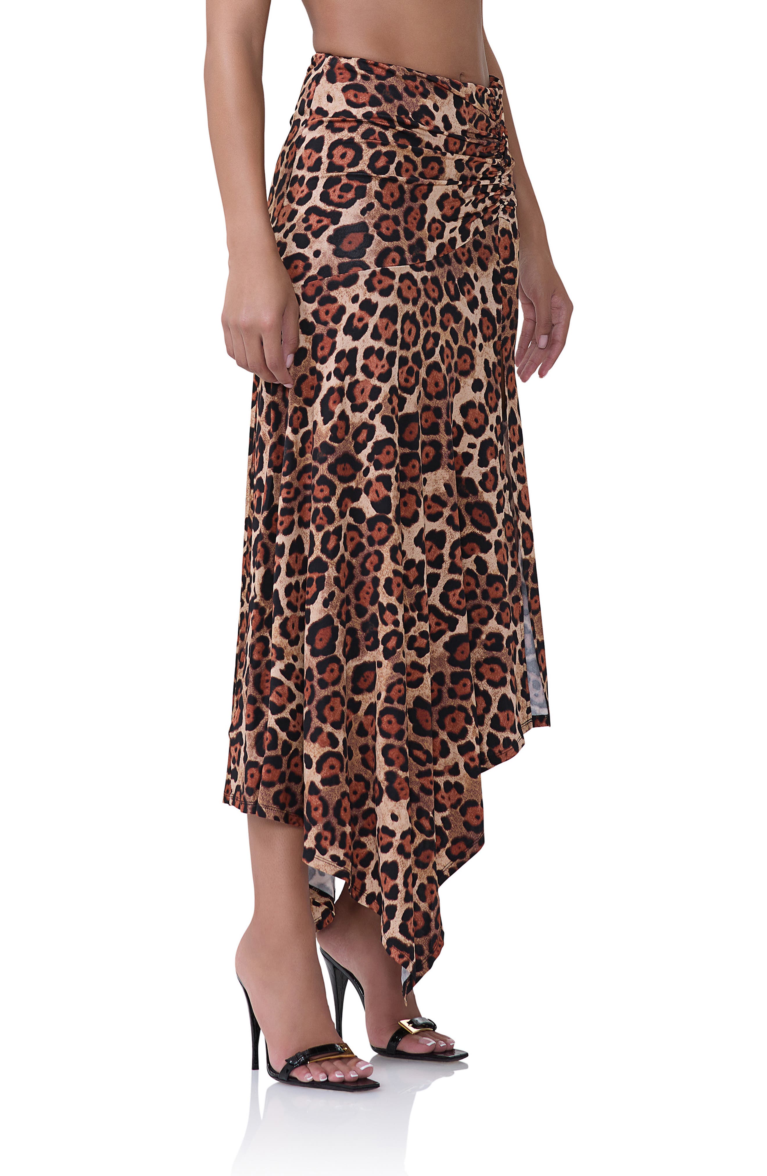 AFRM Mattie Leopard Print Handkerchief Hem Skirt | Nordstromrack