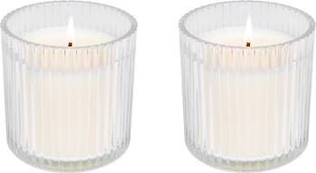 SWEET WATER DECOR Pumpkin Spice Rib Glass 2-Piece Candle Set ...