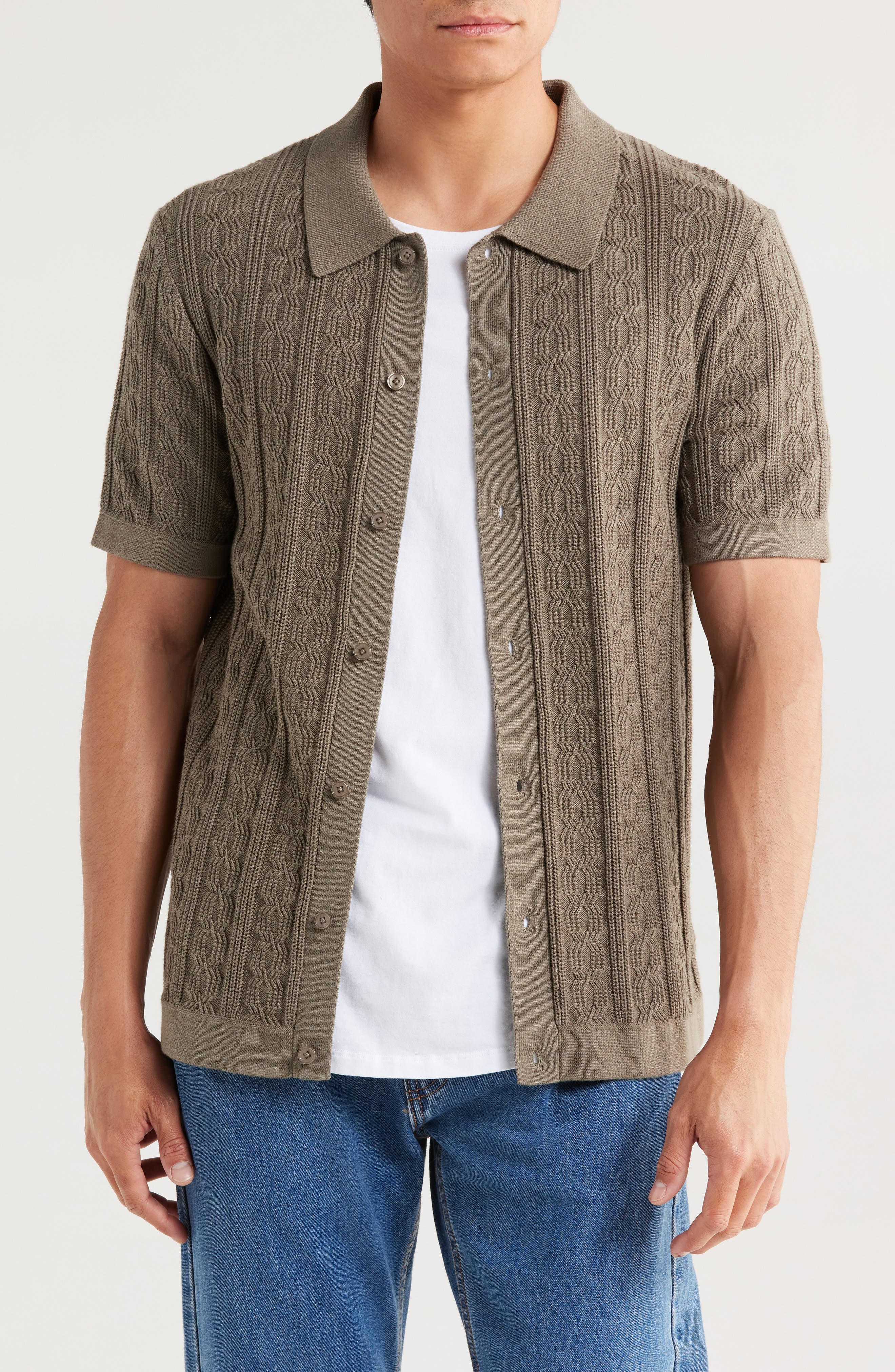 TRUTH Textured Short Sleeve Cardigan | Nordstromrack