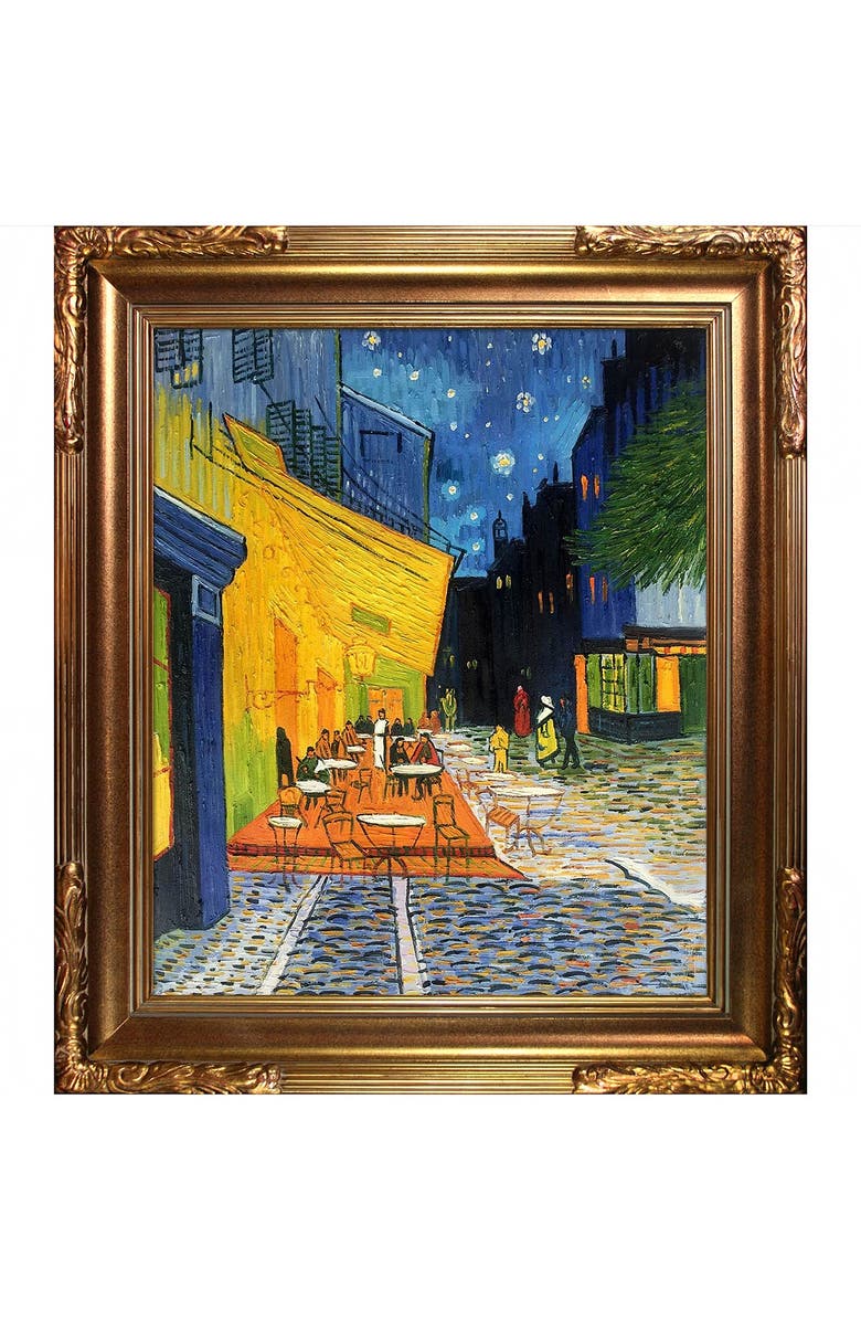 OVERSTOCK ART Cafe Terrace at Night by Vincent Van Gogh Framed Canvas ...