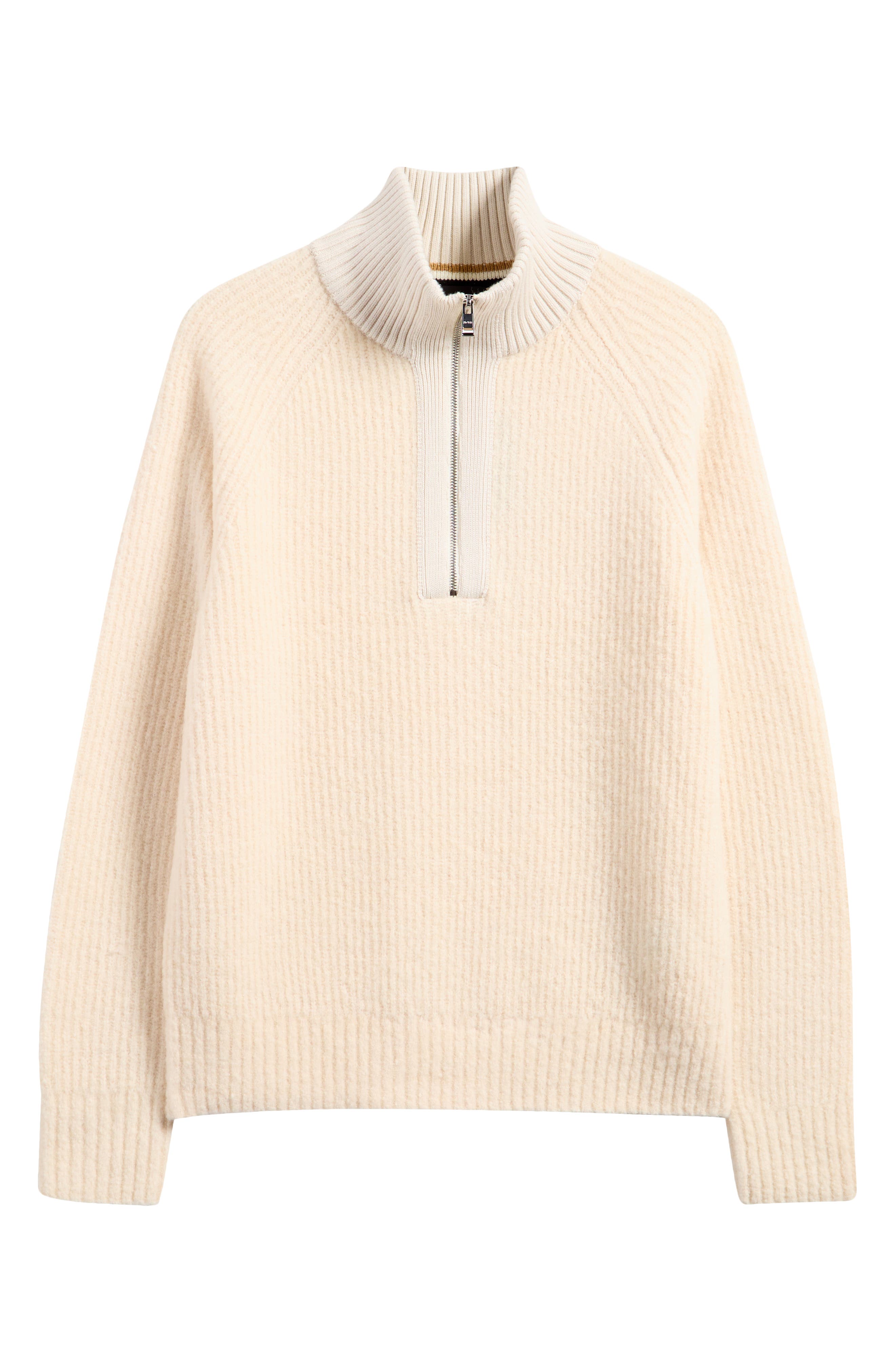 BOSS Ebrezzo Wool Blend Rib Quarter Zip Sweater | Nordstromrack