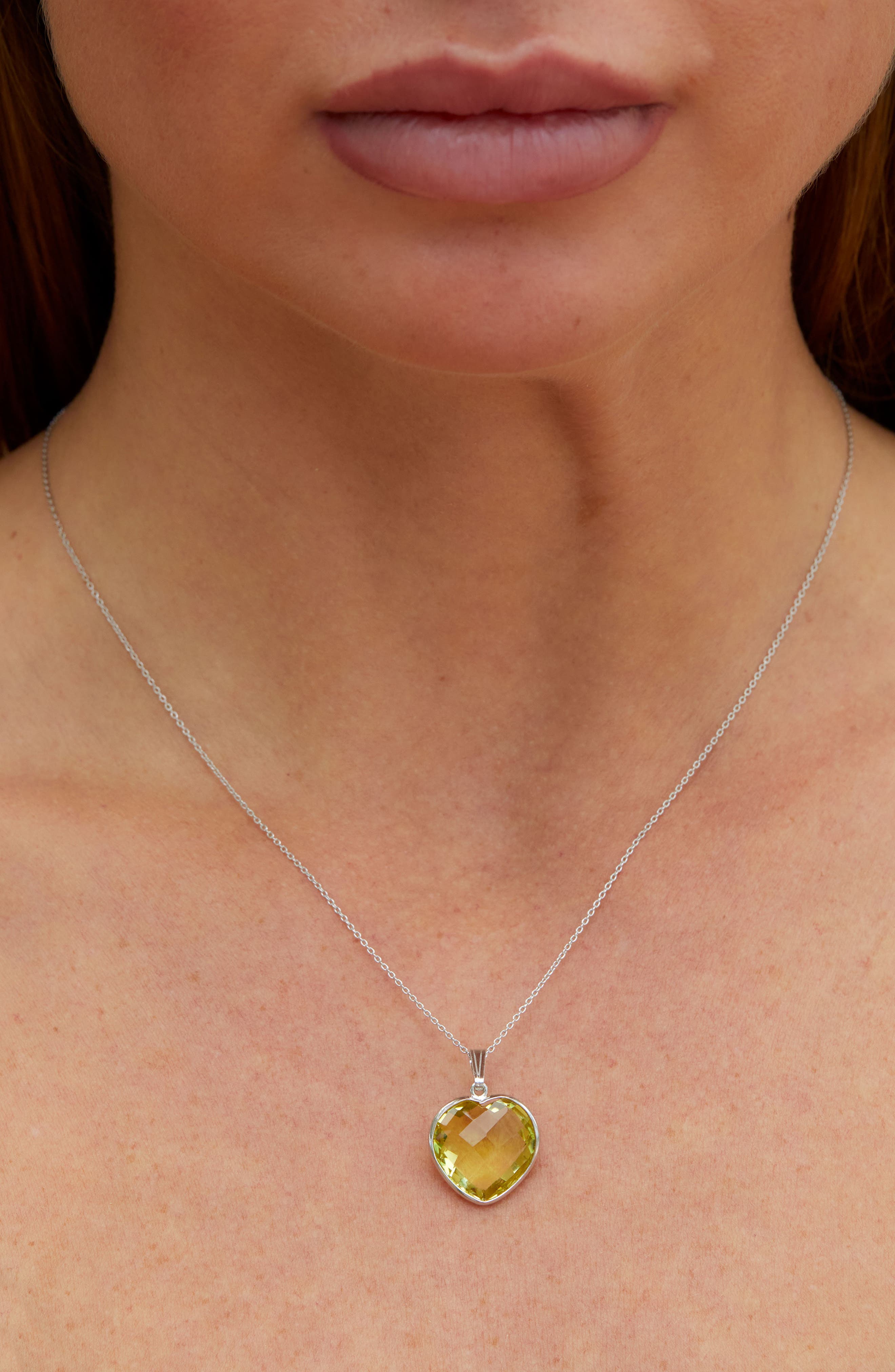 SAVVY CIE JEWELS Sterling Silver Lemon Quartz Heart Pendant Necklace ...