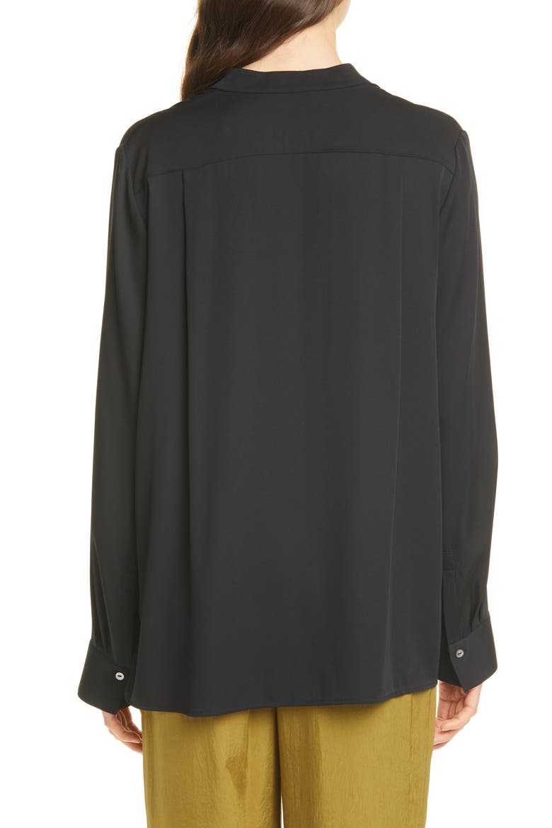 Slim Fit Band Collar Stretch Silk Blouse (Women) | Nordstromrack
