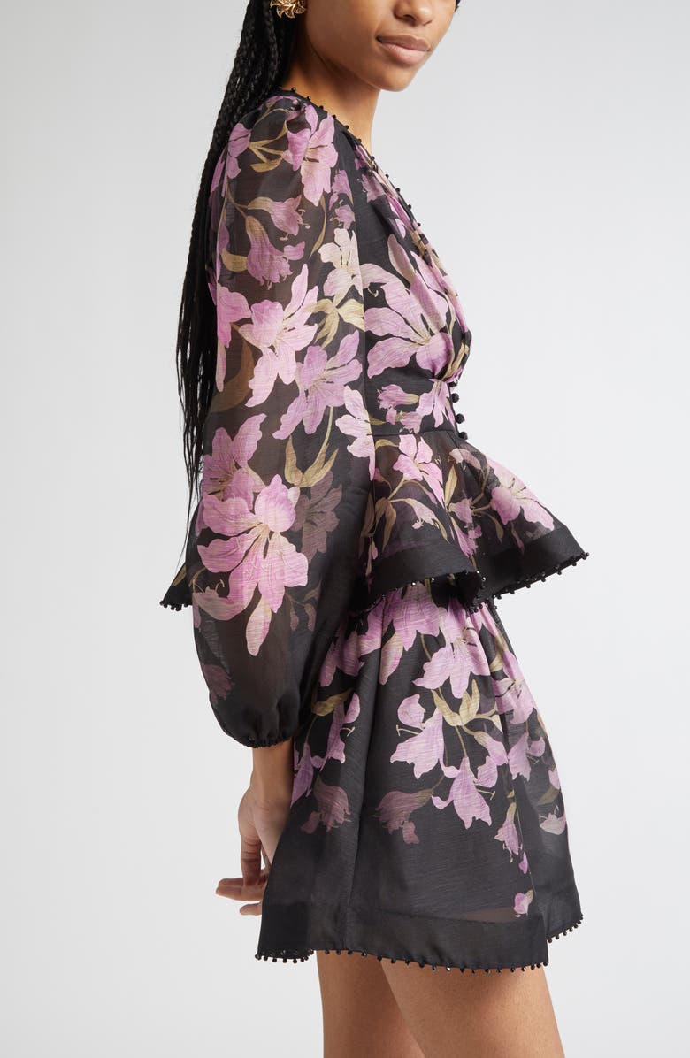 Zimmermann Dawning Beaded Linen & Silk Peplum Top | Nordstromrack