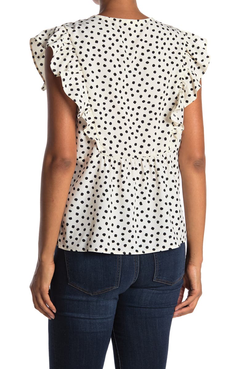 Pleione Printed Ruffle Sleeve Blouse | Nordstromrack