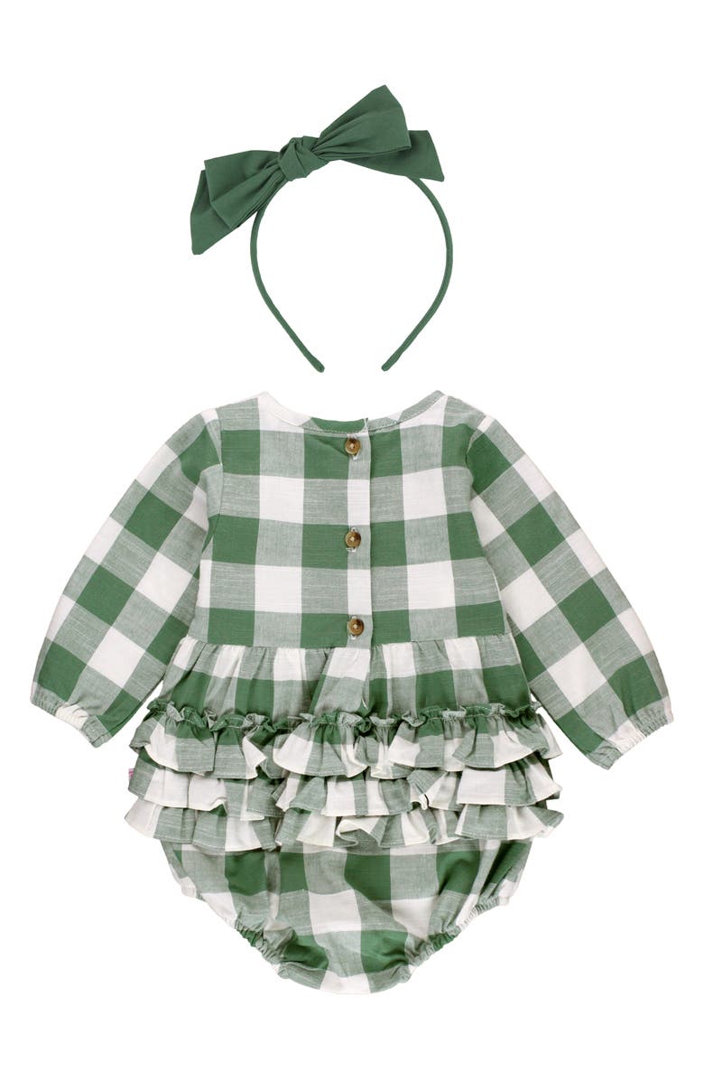 RuffleButts Plaid Bubble Romper & Head Wrap Set | Nordstrom
