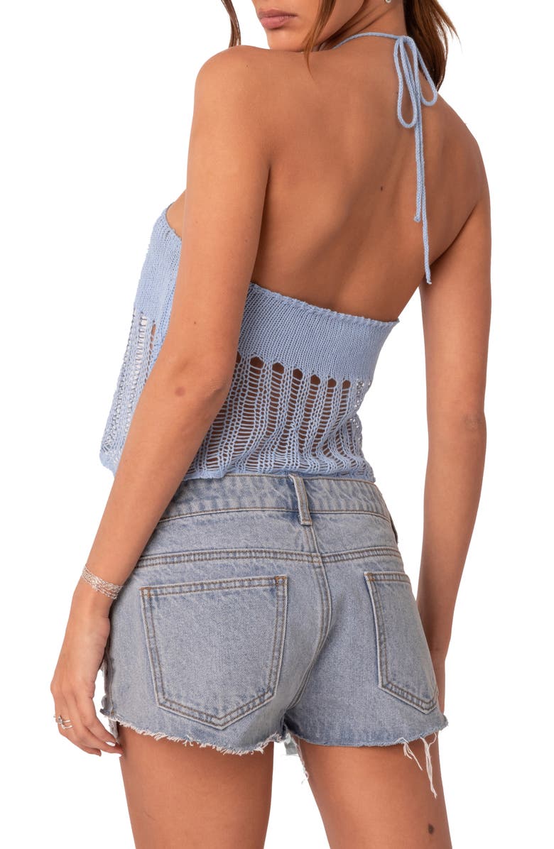 EDIKTED Crochet Knit Halter Top | Nordstrom