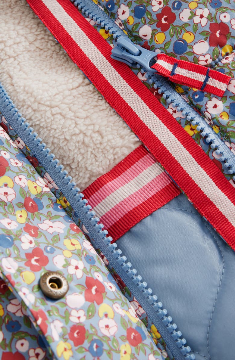 Mini Boden Kids' Print Puffer Jacket with High Pile Fleece Lining ...