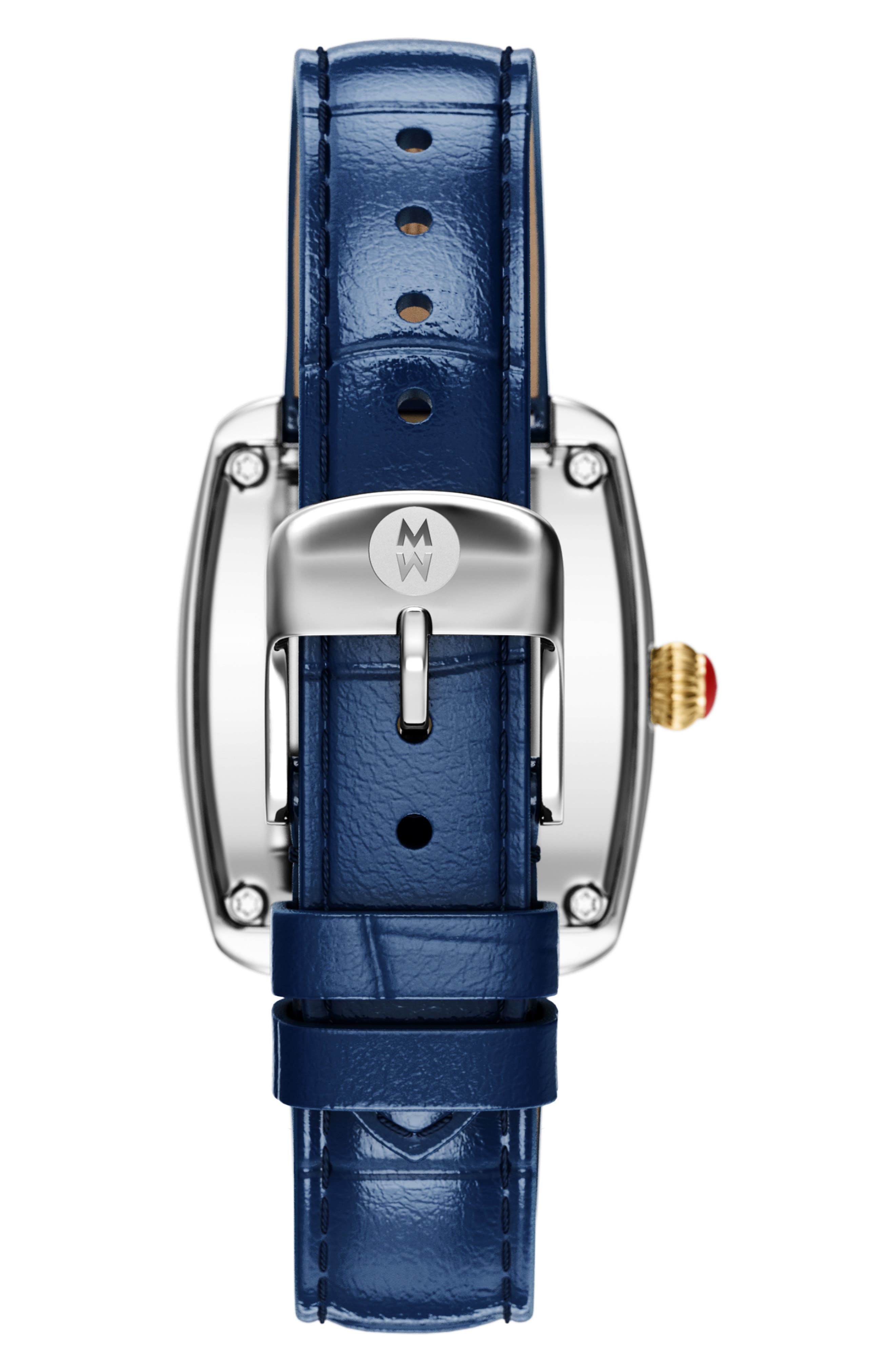 MICHELE Urban Mini Diamond Croc Embossed Leather Strap Watch, 29mm ...